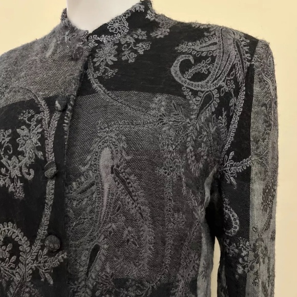 Moksha | Jackets & Coats | Moksha Gray Tapestry Wool Silk Satin Lining ...